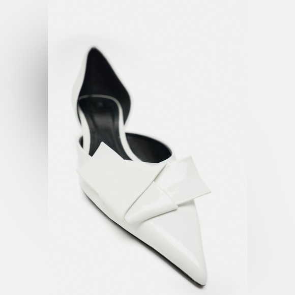 Zara | Shoes | Zara Heeled Pump With Bow White | Poshmark